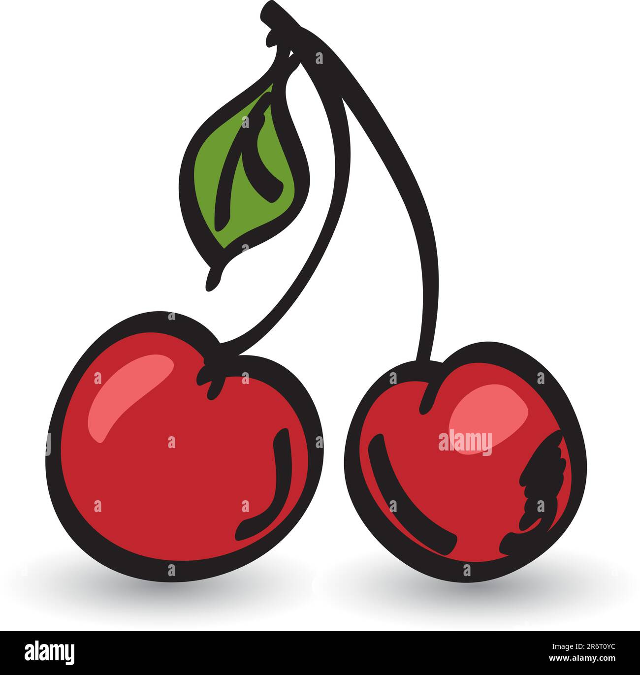 Red cherries editable vector Stock Vector Image & Art - Alamy