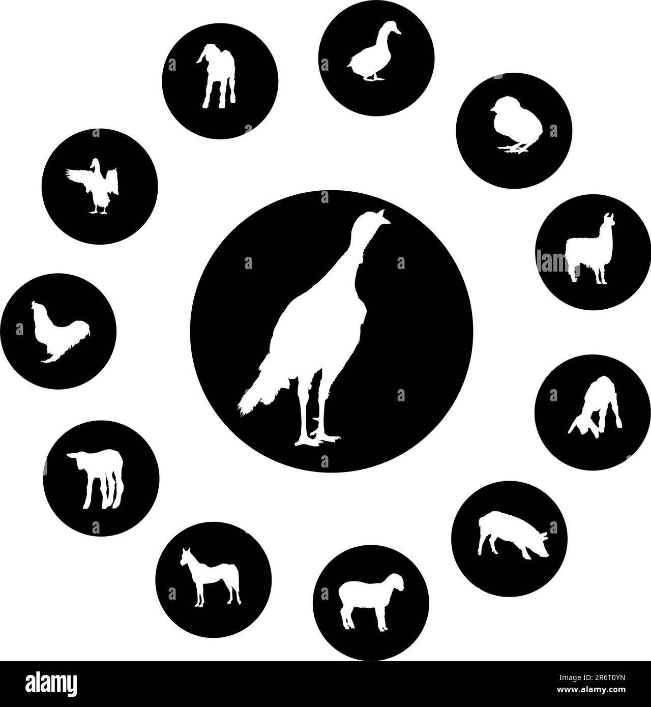 Animals. Set of 12 round vector buttons for web Stock Vector Image ...