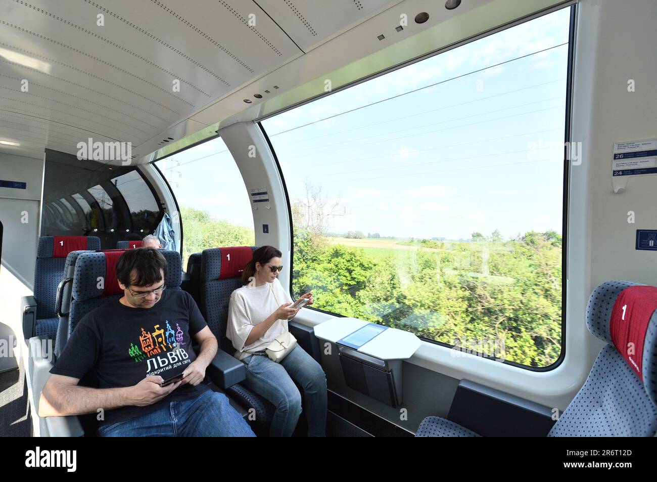 Breclav, Czech Republic. 11th June, 2023. A panoramic train of Swiss Federal Railways (SBB ...