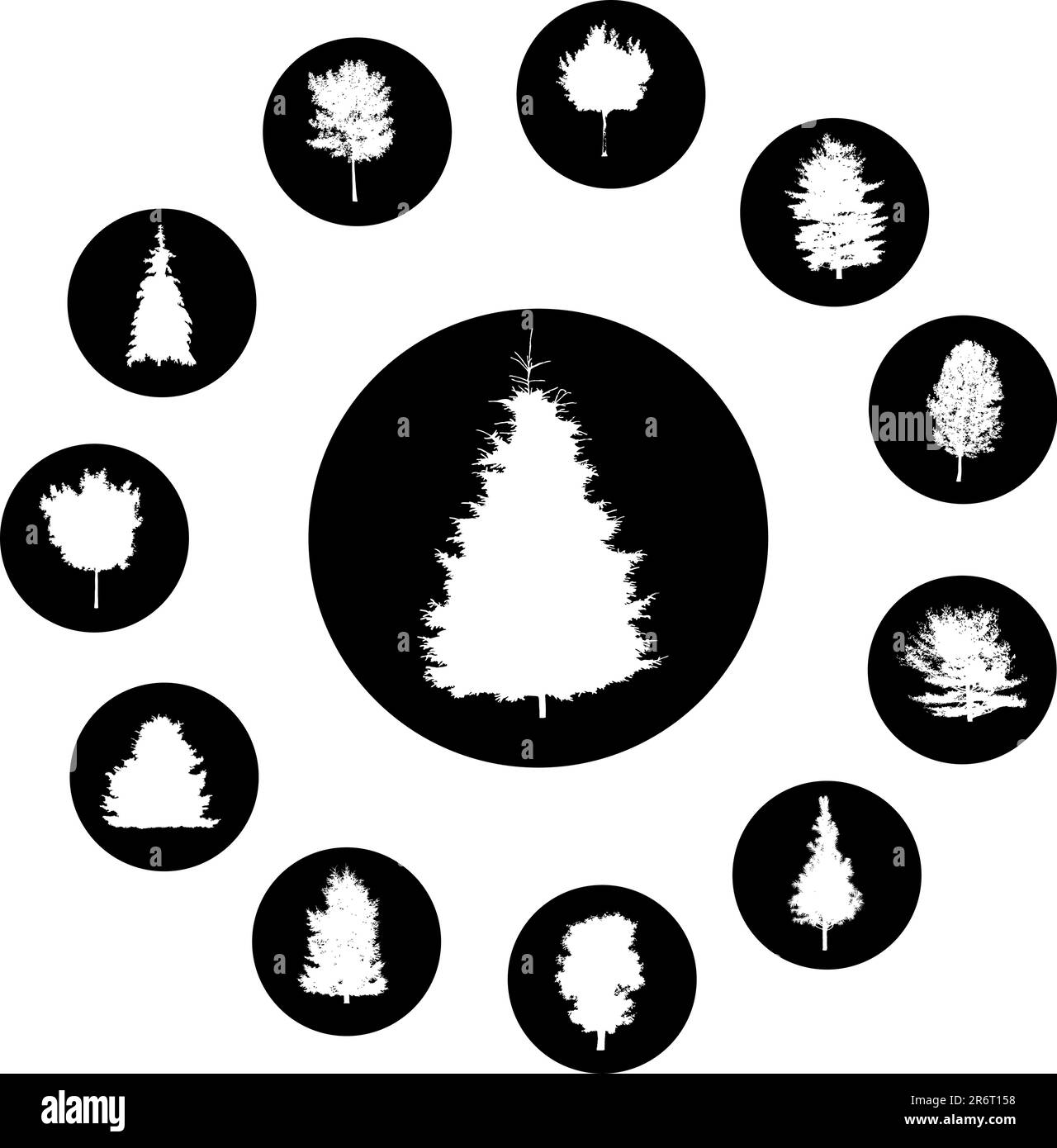 The set from silhouettes of trees, is presented in the form of 12 ...