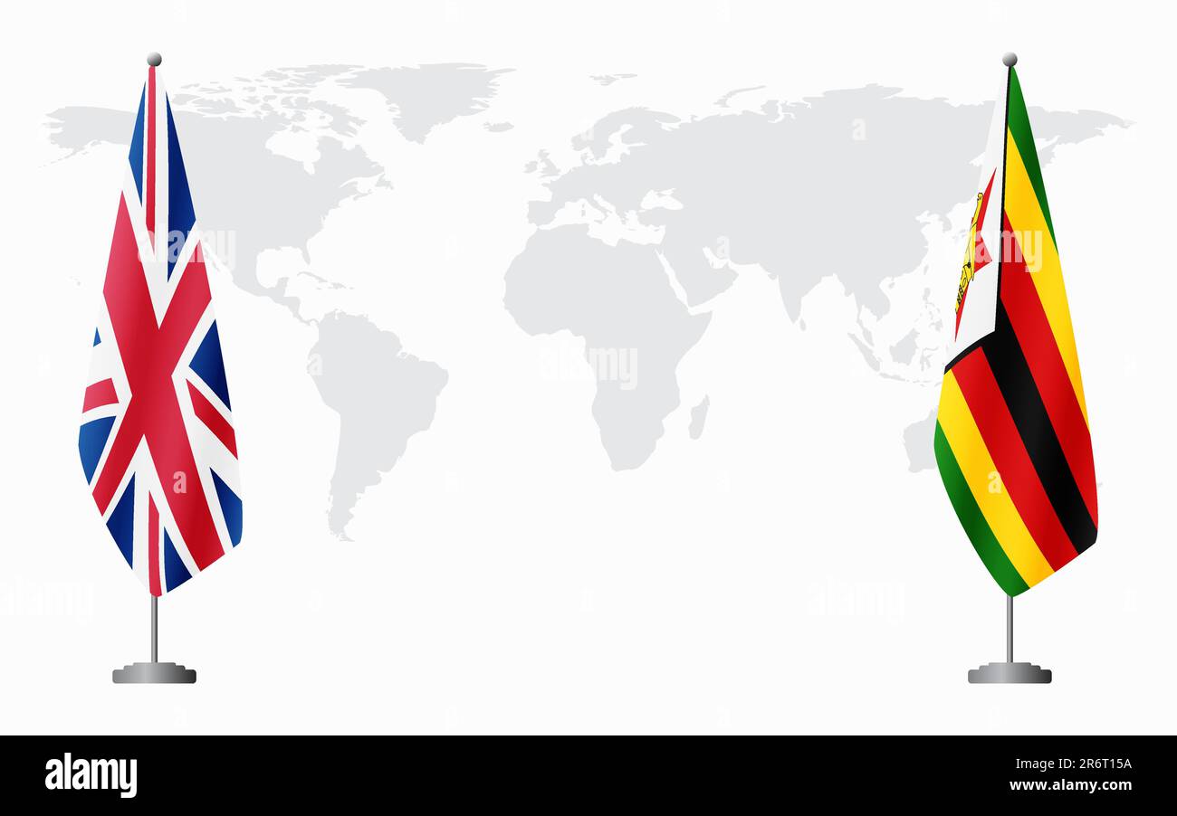 United Kingdom and Zimbabwe flags for official meeting against ...