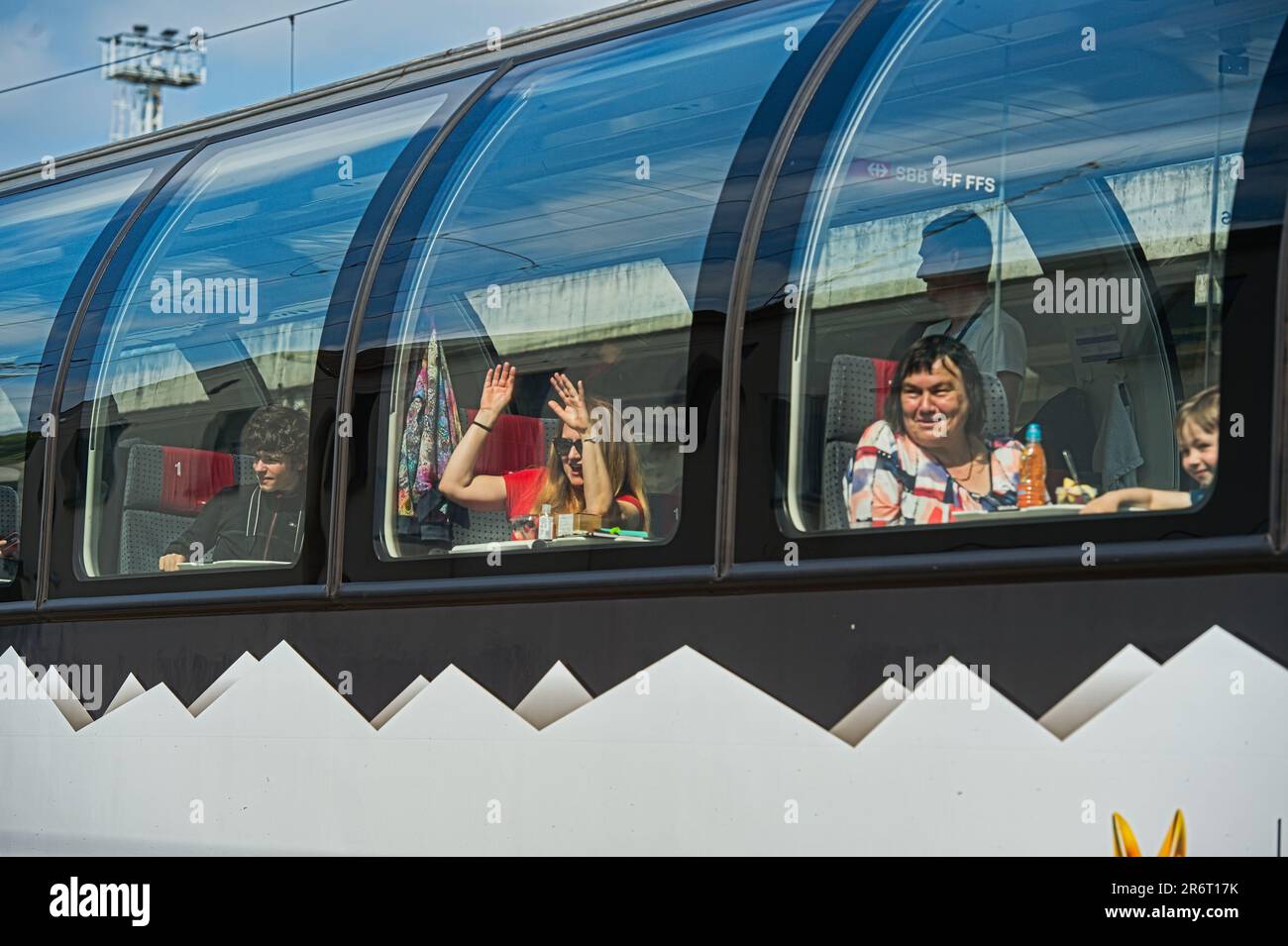 Breclav, Czech Republic. 11th June, 2023. A panoramic train of Swiss ...