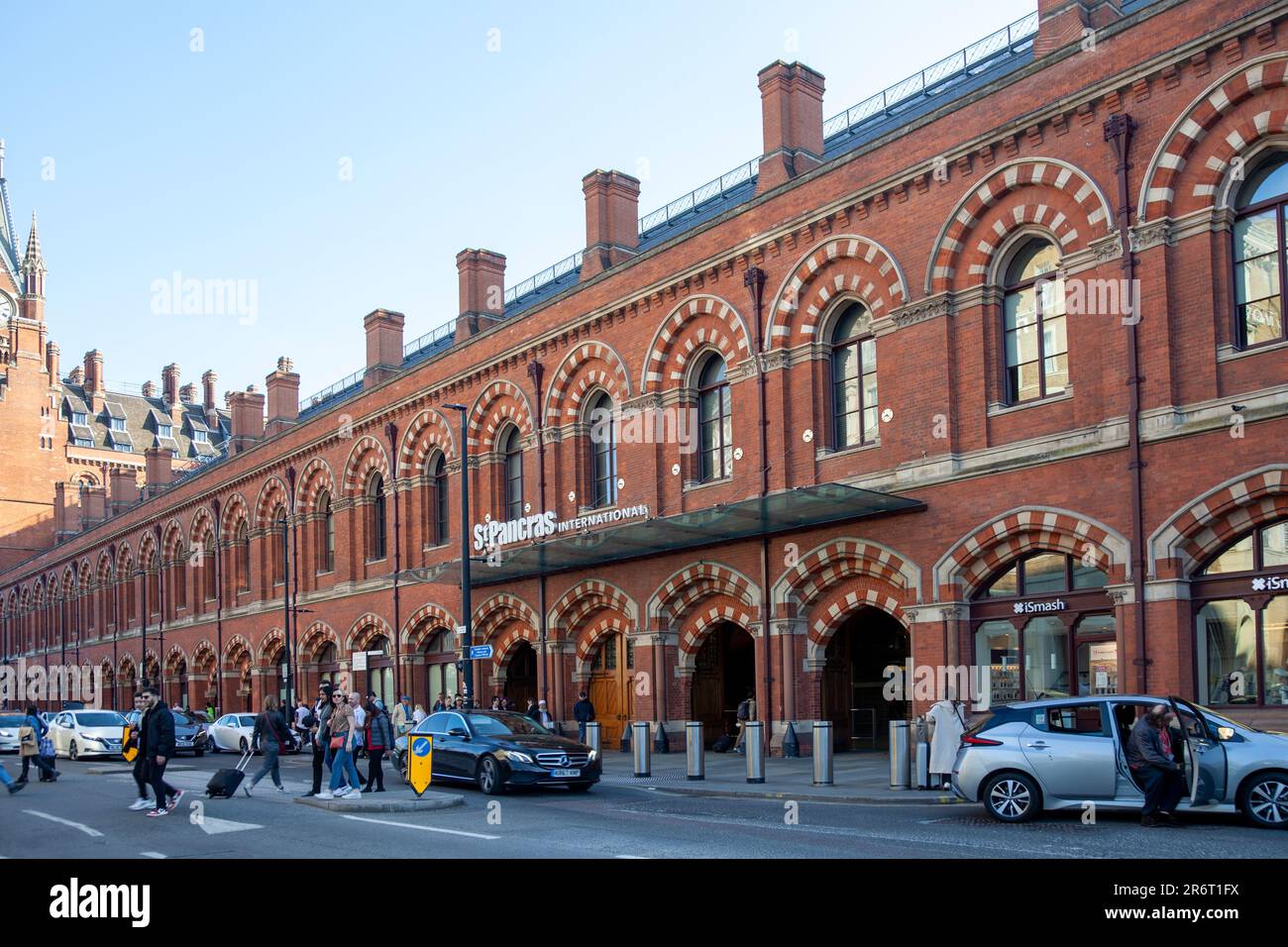 St Pancras International Entrance on Pancras Rd at Kings Cross, London ...