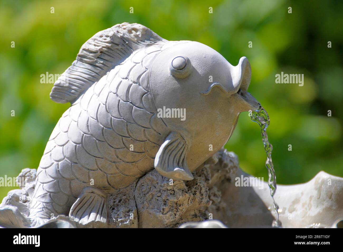 Small Garden Fountain in Fish Shape Stock Photo - Alamy