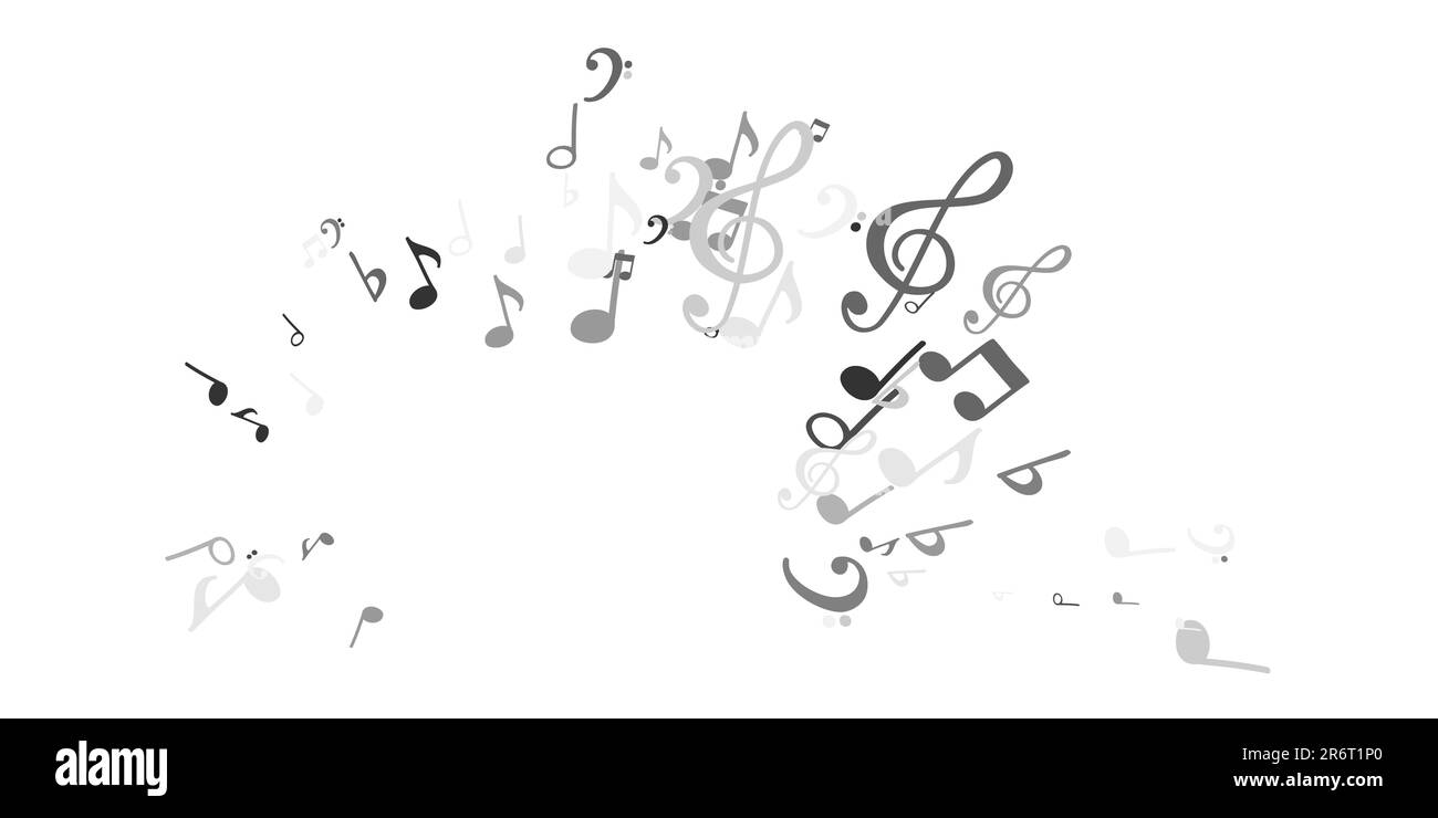 Wavy pattern of flying musical notes. Musical symbols for banner of ...