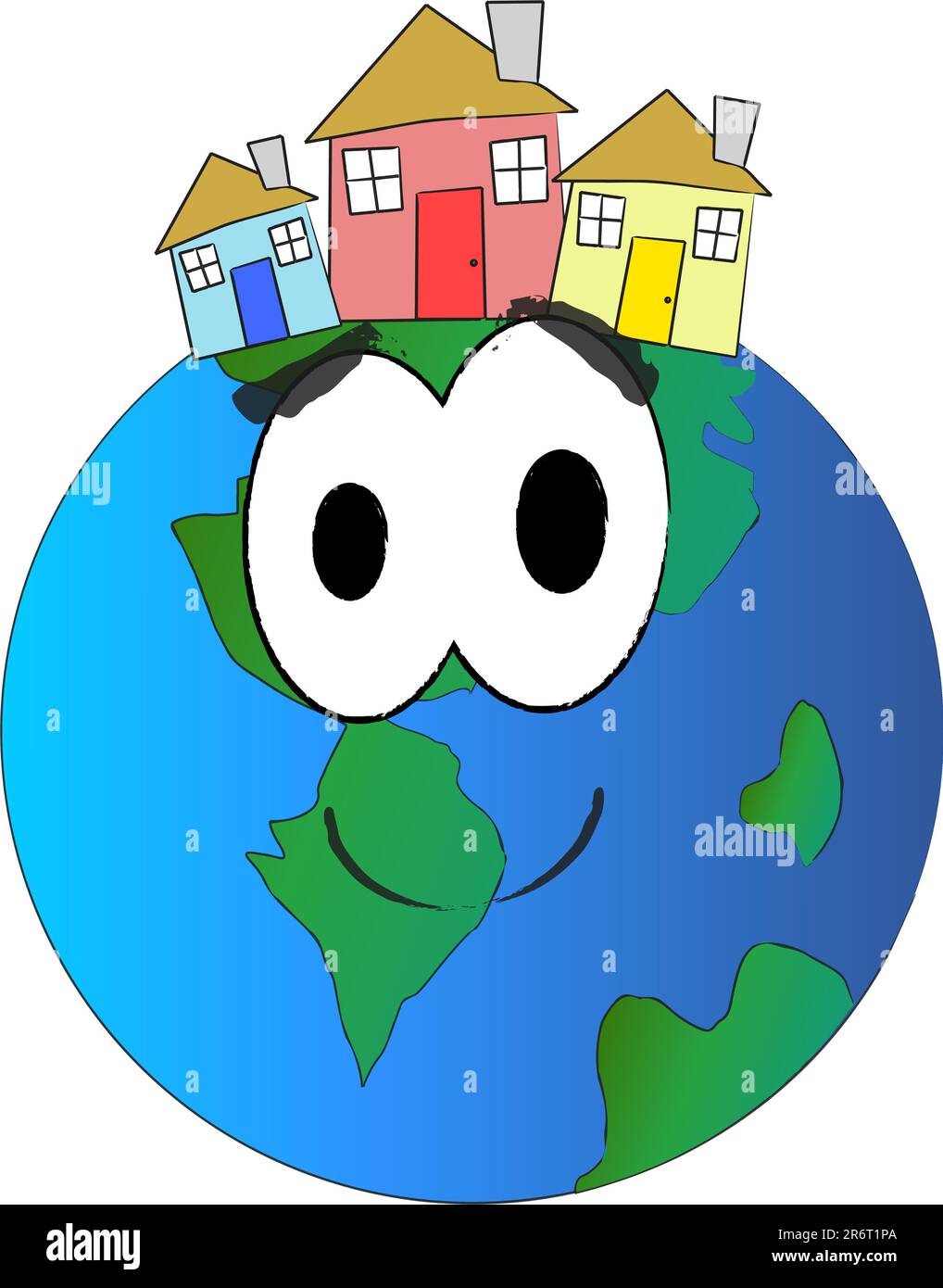vector image of cartoon plante earth with houses Stock Vector Image ...