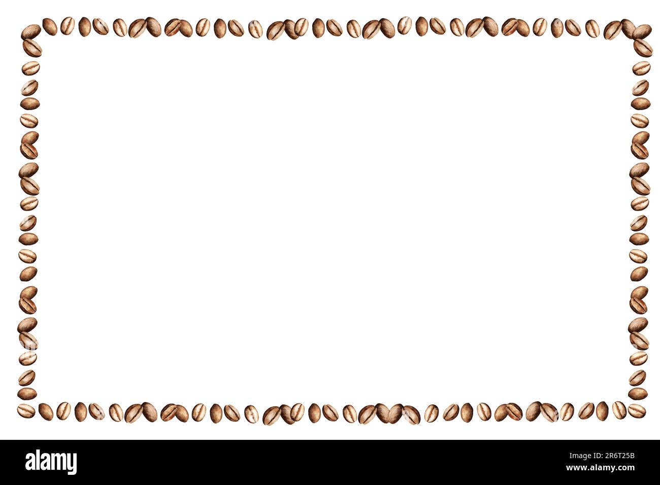 watercolor horizontal frame with coffee beans, banner with coffee theme ...