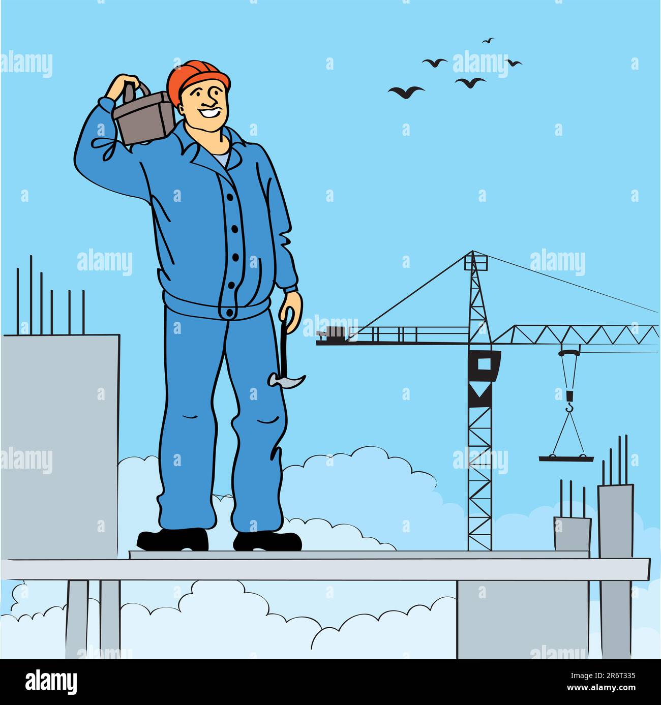 Building site worker in Stock Vector Images - Alamy