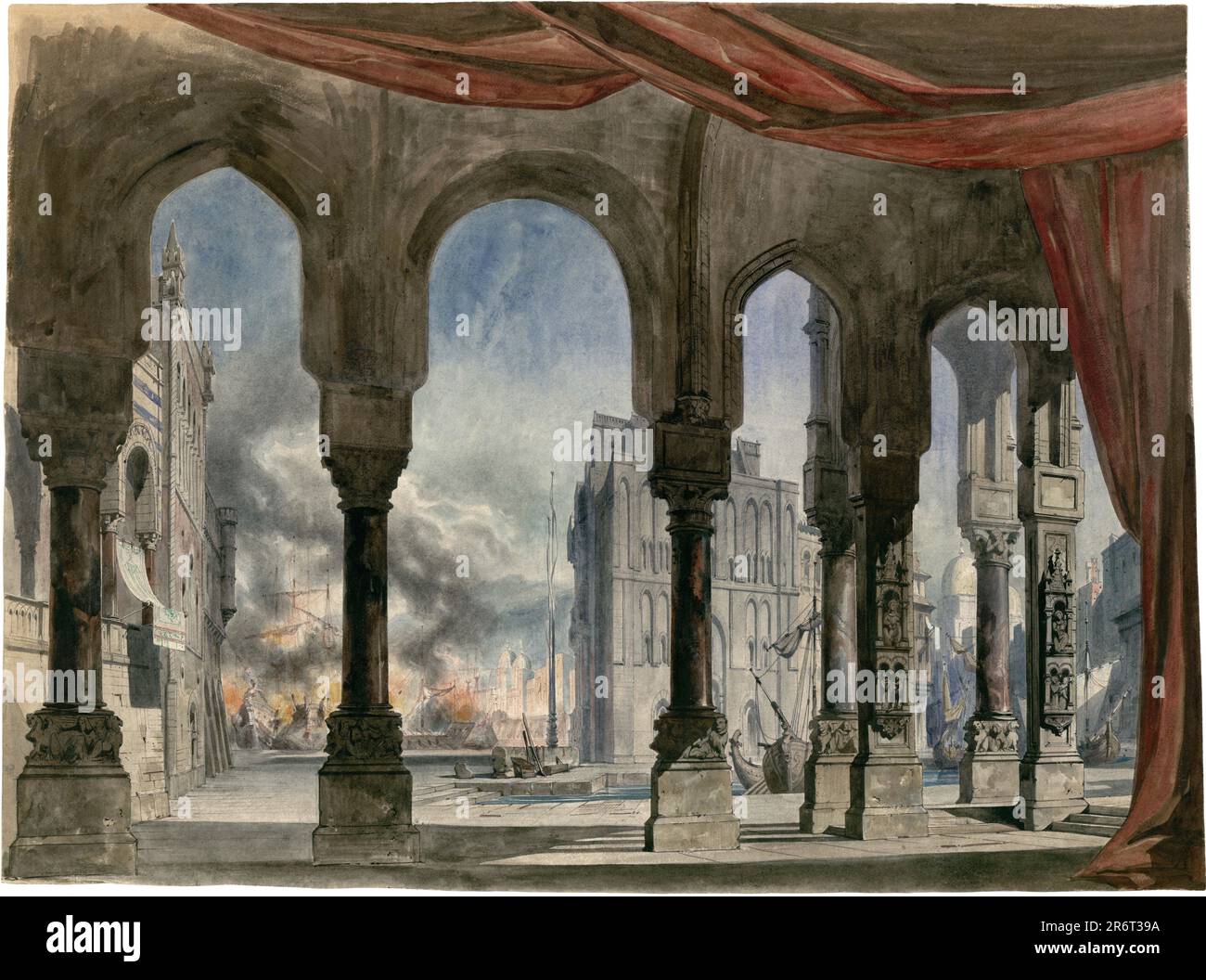 Stage design for the Opera "La reine de Chypre (The Queen of Cyprus ...