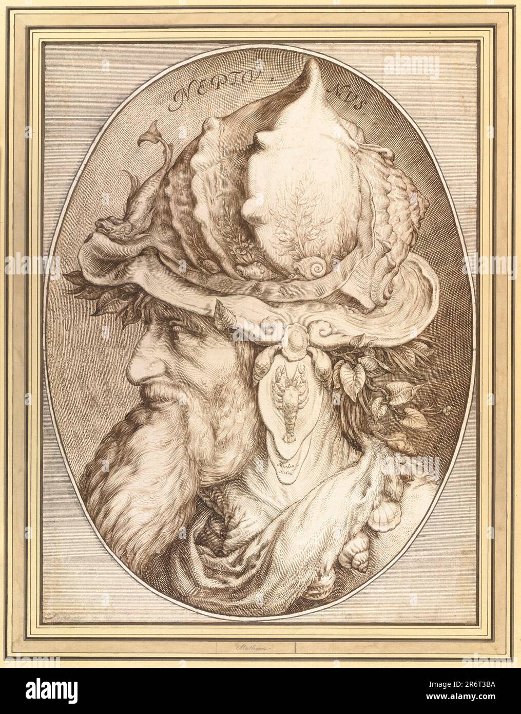 Neptune. Museum: Albertina, Vienna. Author: Jacob Matham Stock Photo ...
