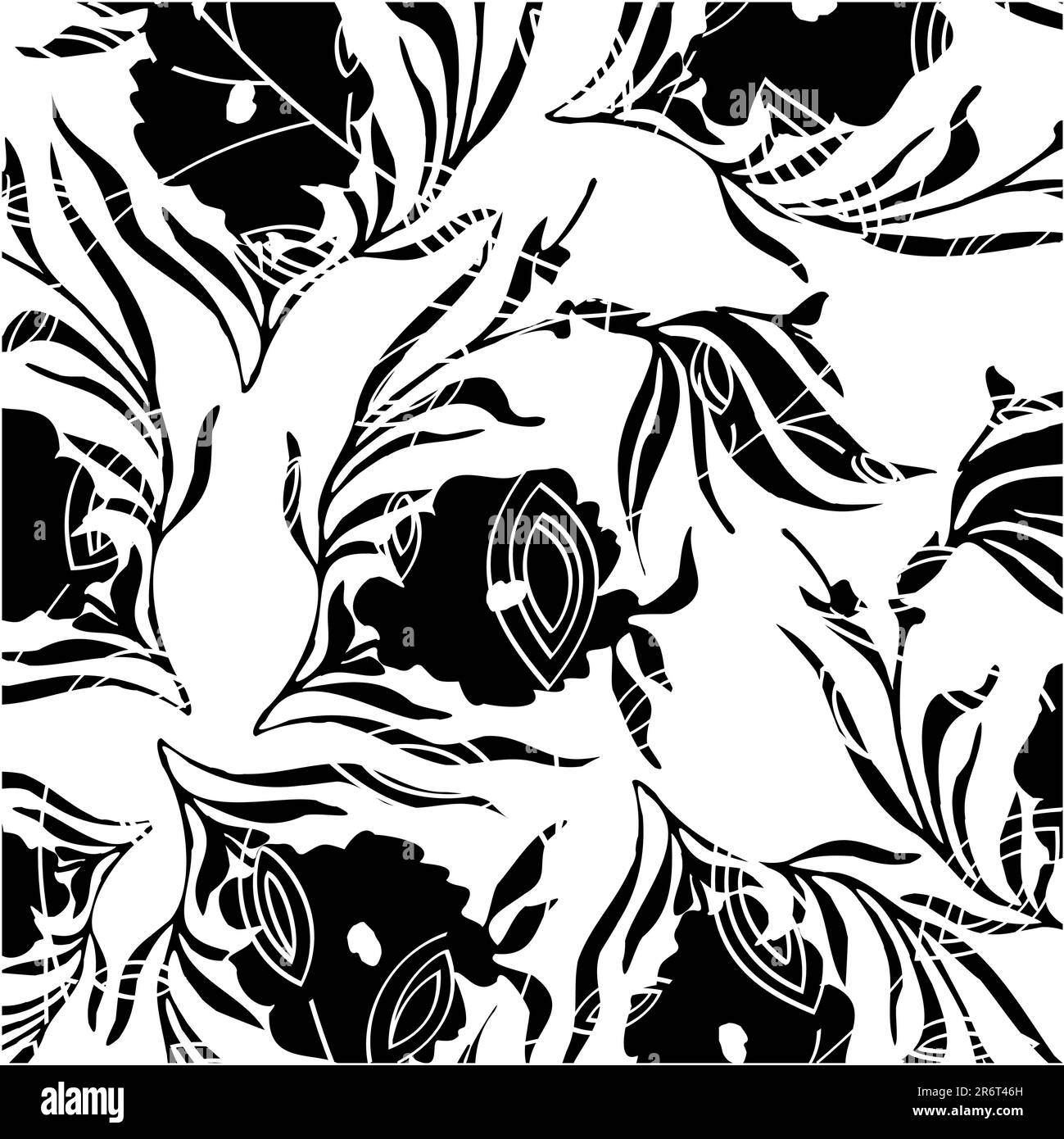 floral pattern in color black and white Stock Vector Image & Art - Alamy