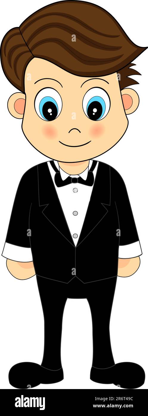 Illustration of a cartoon cute waitor in a suit Stock Vector Image ...