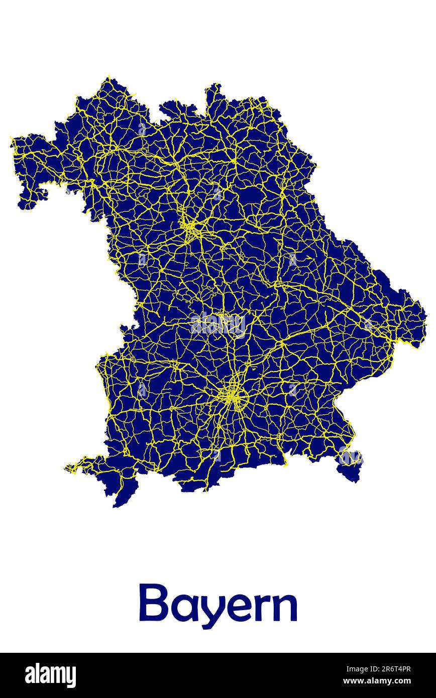 State Bayern map road network Germany Europe Stock Photo - Alamy