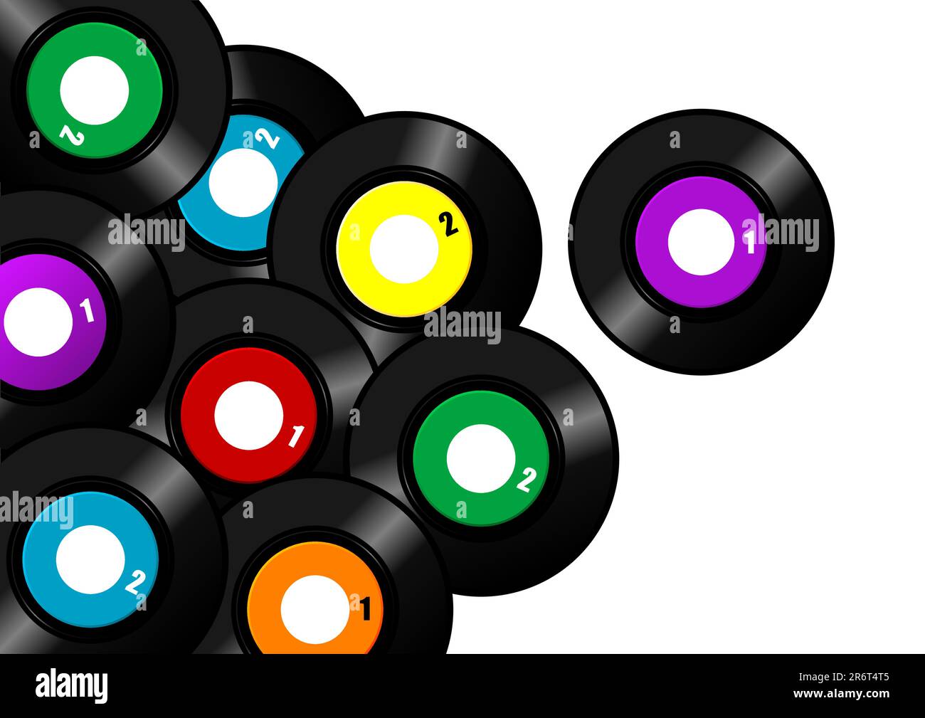 Vinyl records with different color labels over white Stock Vector Image ...