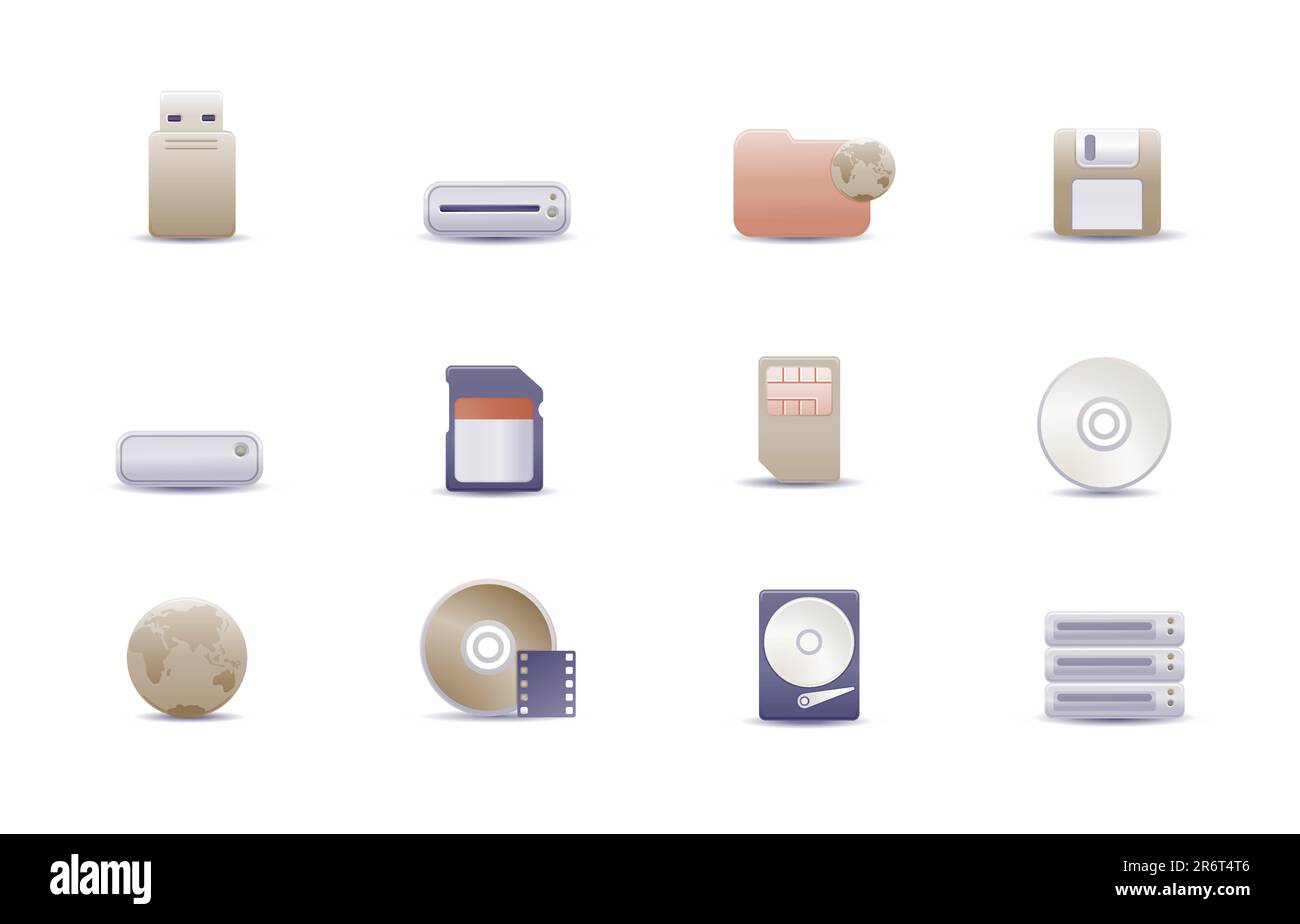 Vector illustration ? set of elegant simple icons for common storage ...