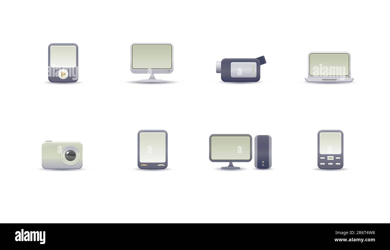 Vector illustration ? set of elegant simple icons for common digital ...