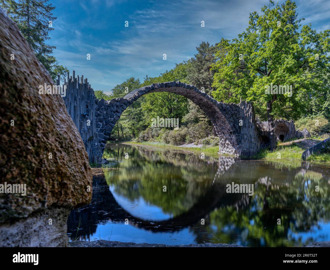 The Rakotz Bridge, also known as the Devil's Bridge, in Kromlau ...