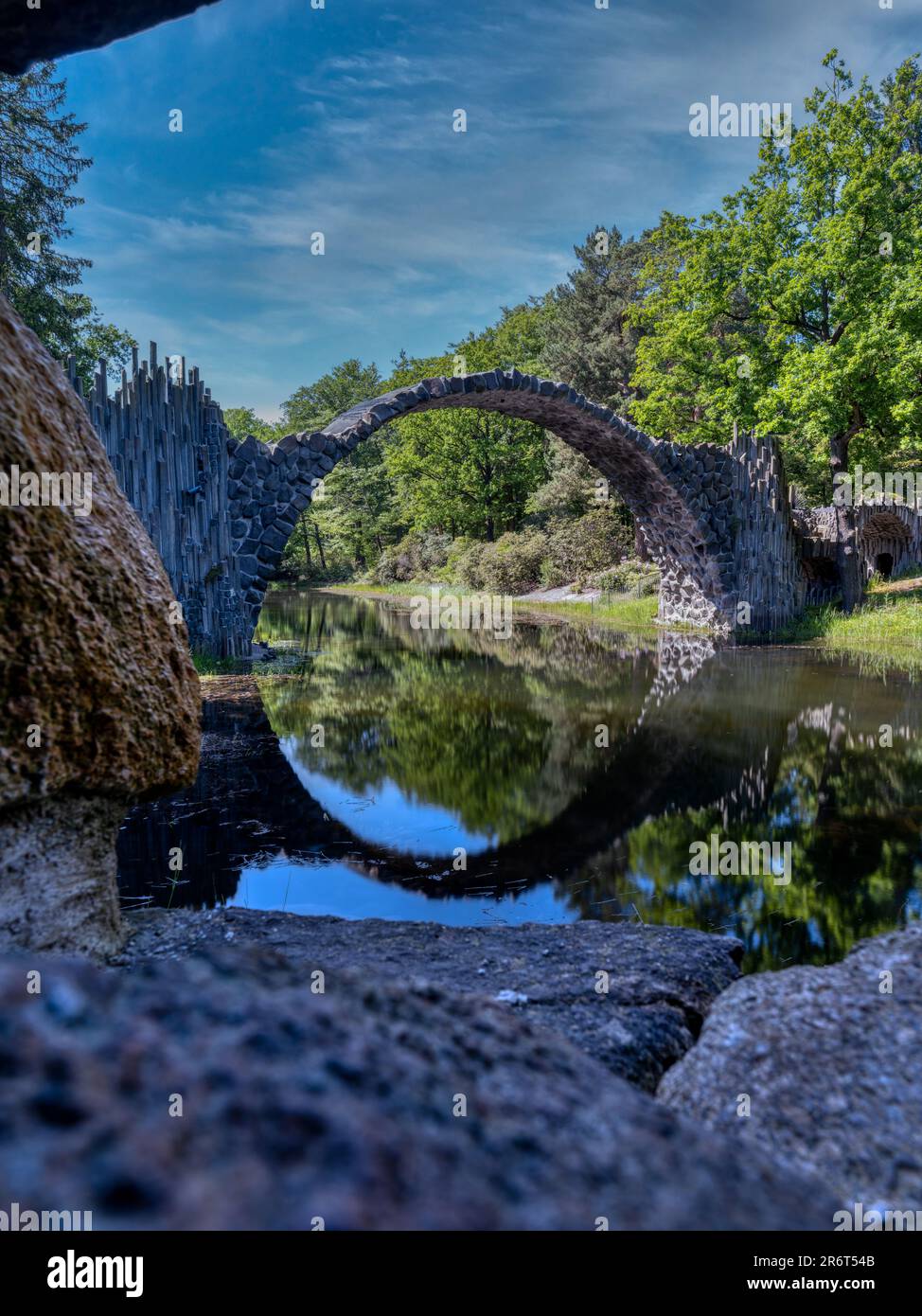 The Rakotz Bridge, also known as the Devil's Bridge, in Kromlau ...