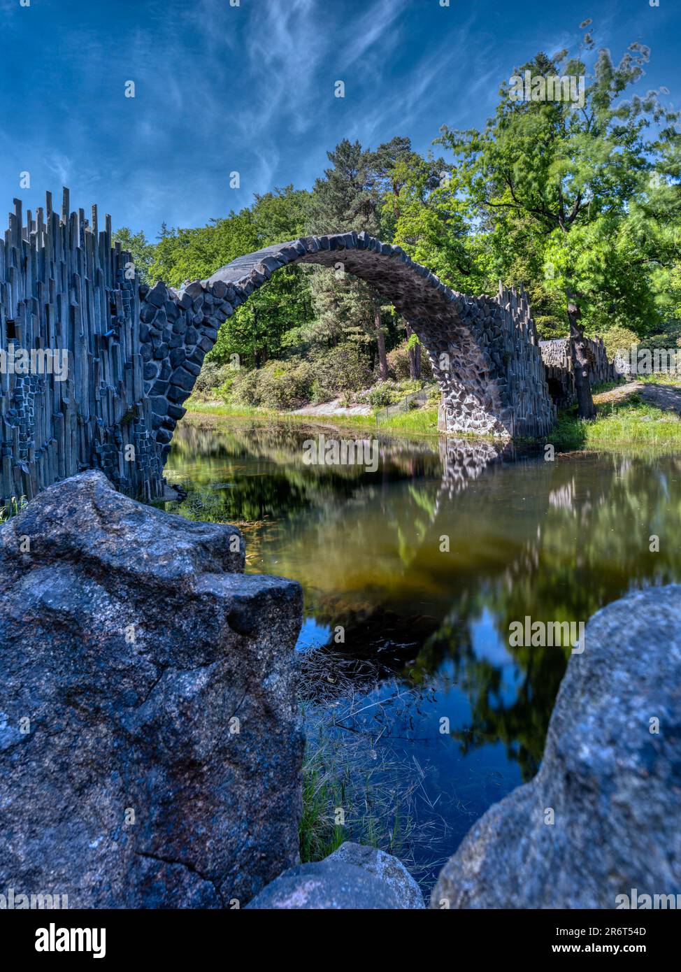 The Rakotz Bridge, also known as the Devil's Bridge, in Kromlau ...