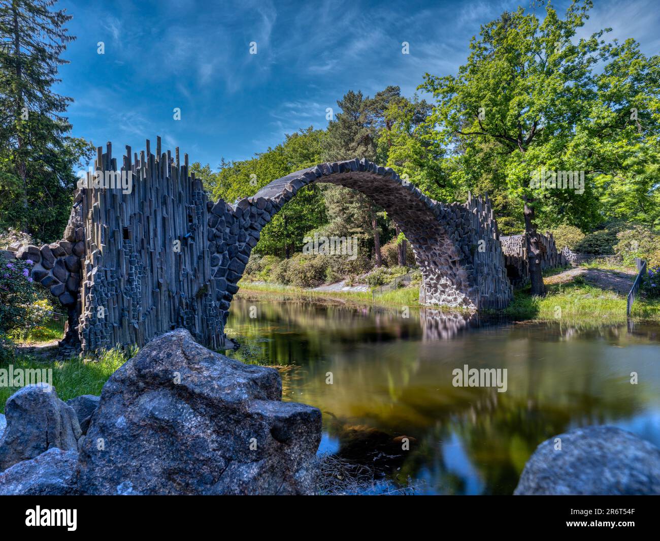 The Rakotz Bridge, also known as the Devil's Bridge, in Kromlau ...