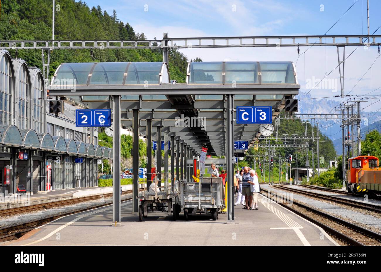 Switzerland, Thusis train station Stock Photo - Alamy