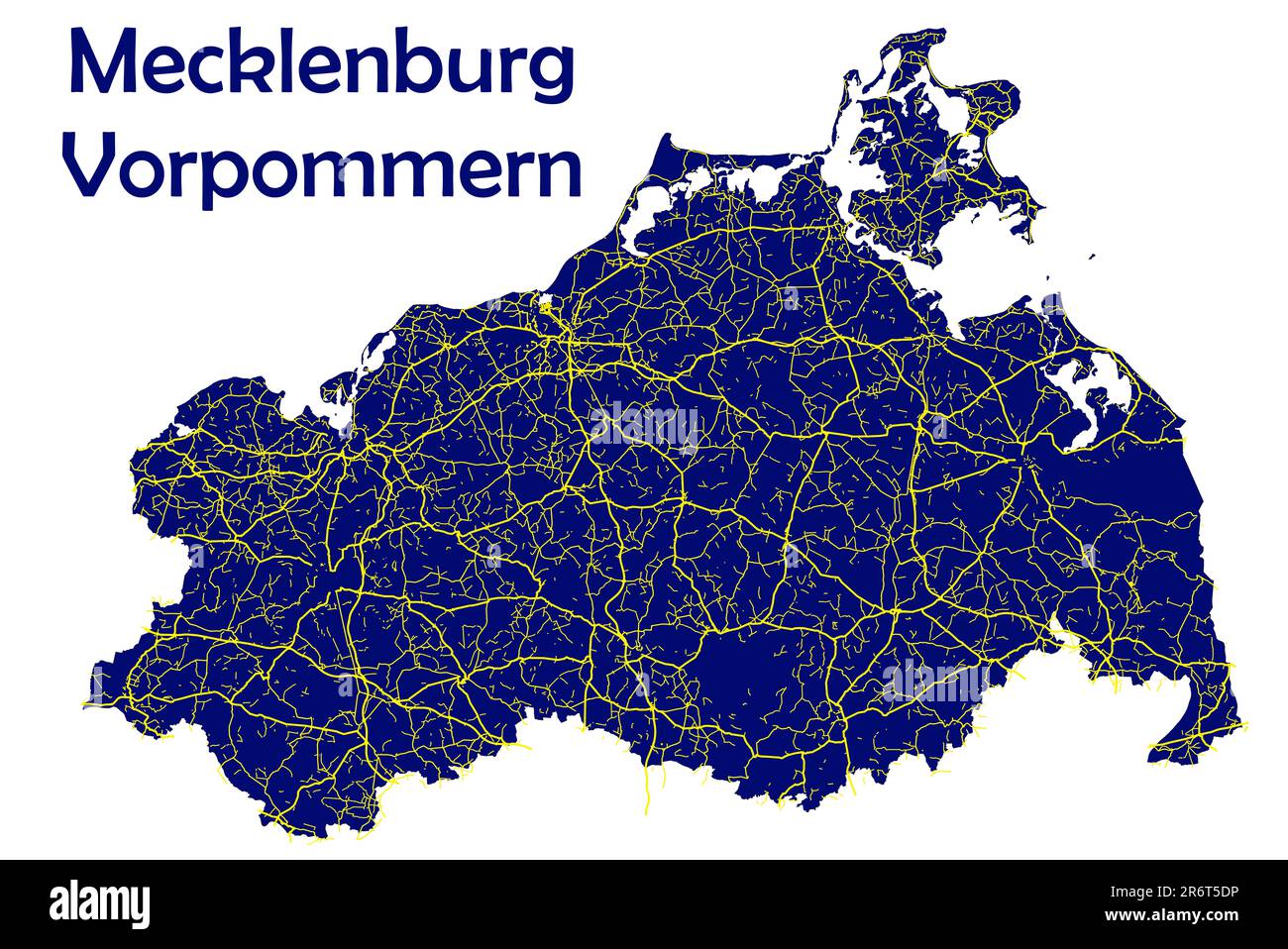 State Mecklenburg Vorpommern map road network Germany Europe Stock ...