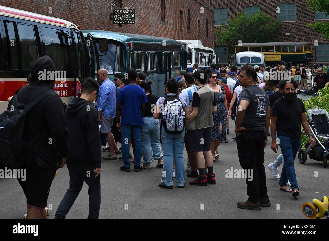 Photo by: NDZ/STAR MAX/IPx 2023 6/10/23 People tour vintage buses ...