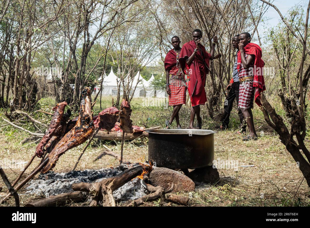 Narok, Kenya. 10th June, 2023. Maasai men dressed in their traditional ...