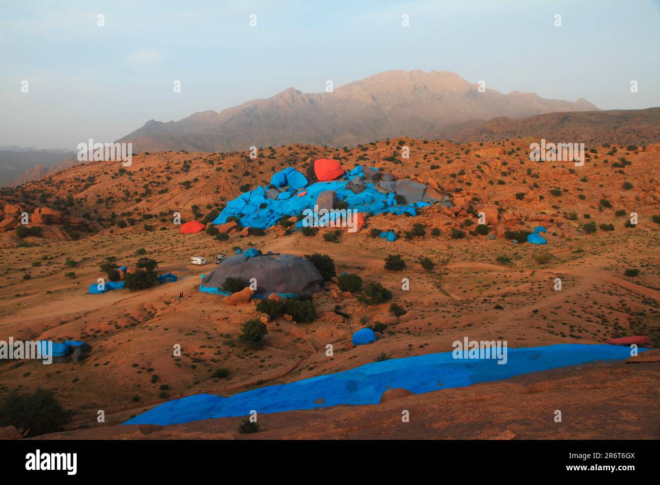 The freshly painted Painted Rocks in the mountains near Tafraoute ...