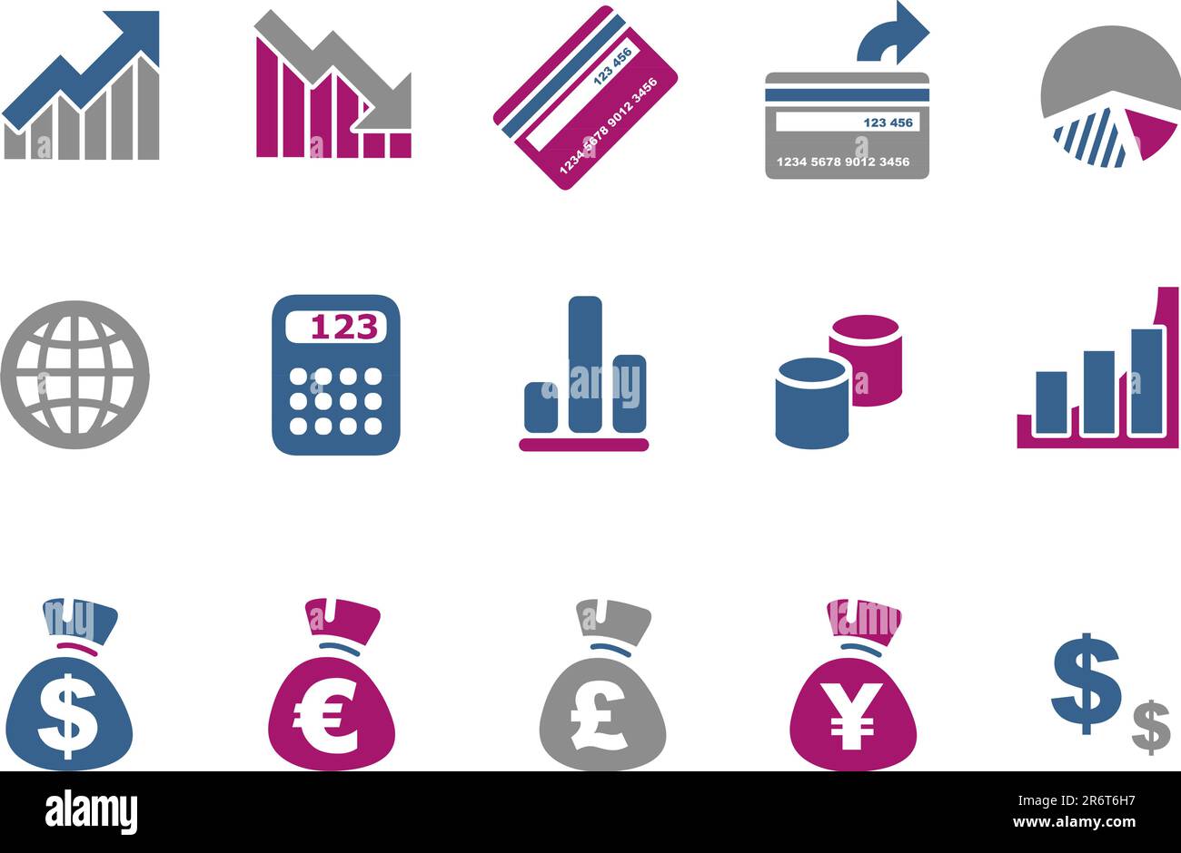 Vector icons pack - Blue-Fuchsia Series, money collection Stock Vector ...