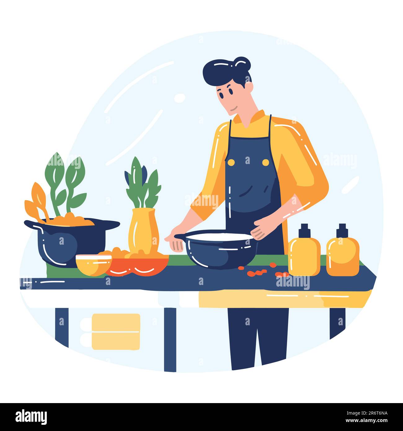 Chef Cooking In Kitchen Clipart