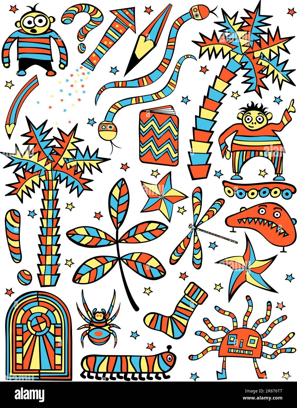 Set of colorful editable vector cartoon design elements Stock Vector ...