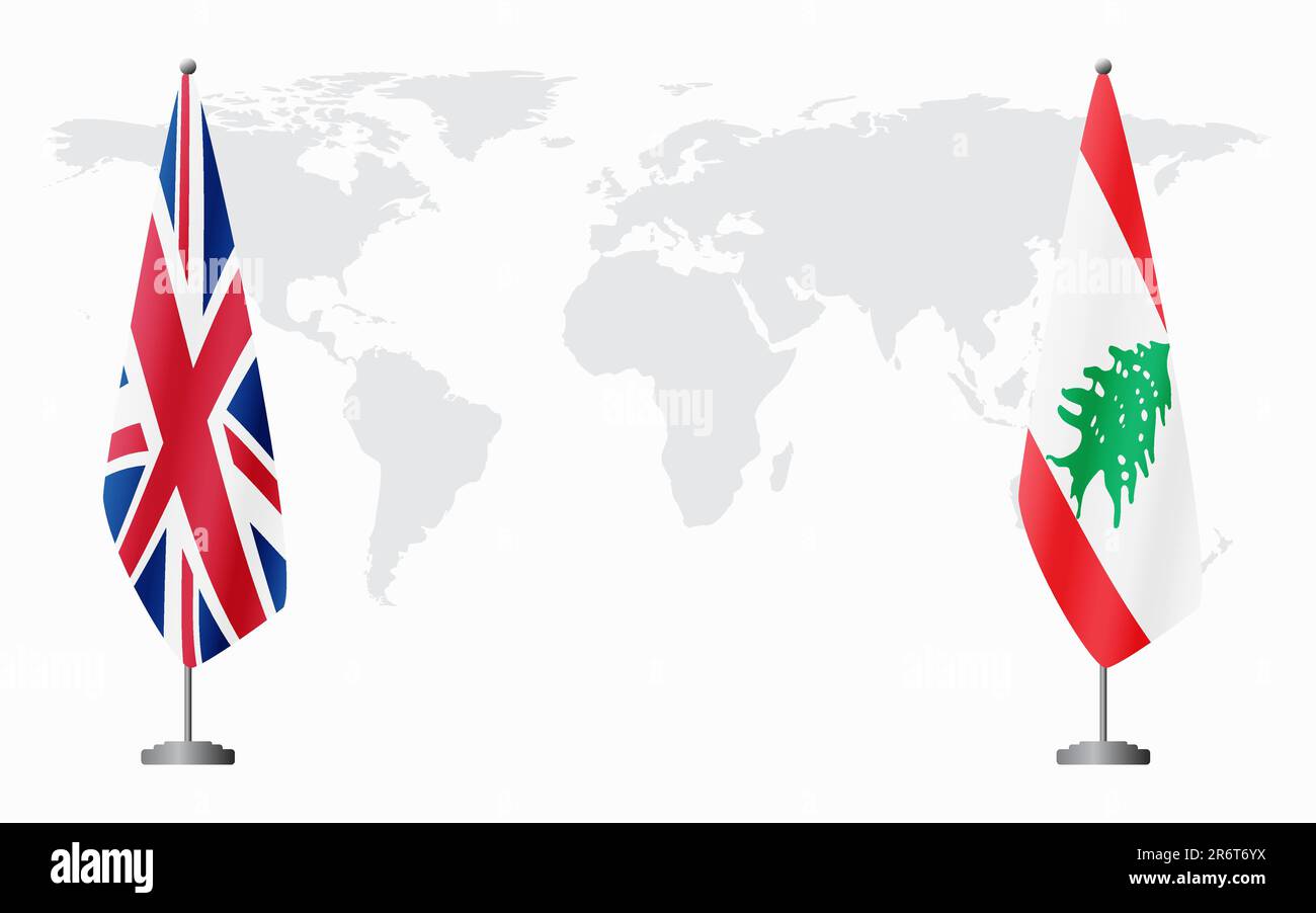 United Kingdom and Lebanon flags for official meeting against ...