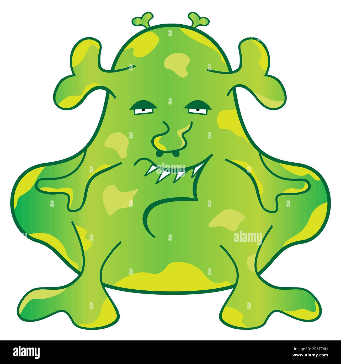 Green blob monster with a weird evil face cartoon character Stock ...