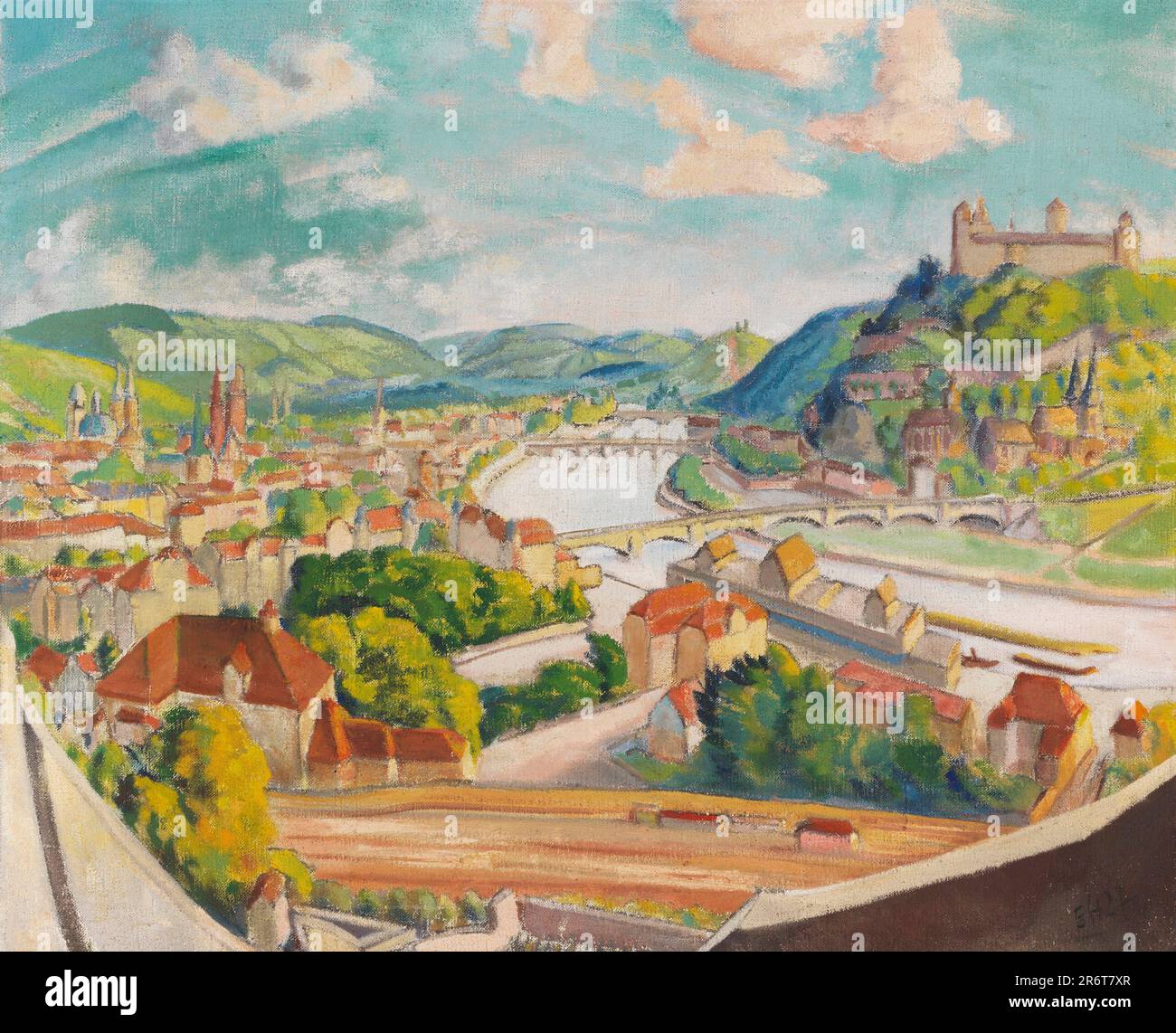 Wuerzburg. Landscape with three bridges. Museum: PRIVATE COLLECTION ...