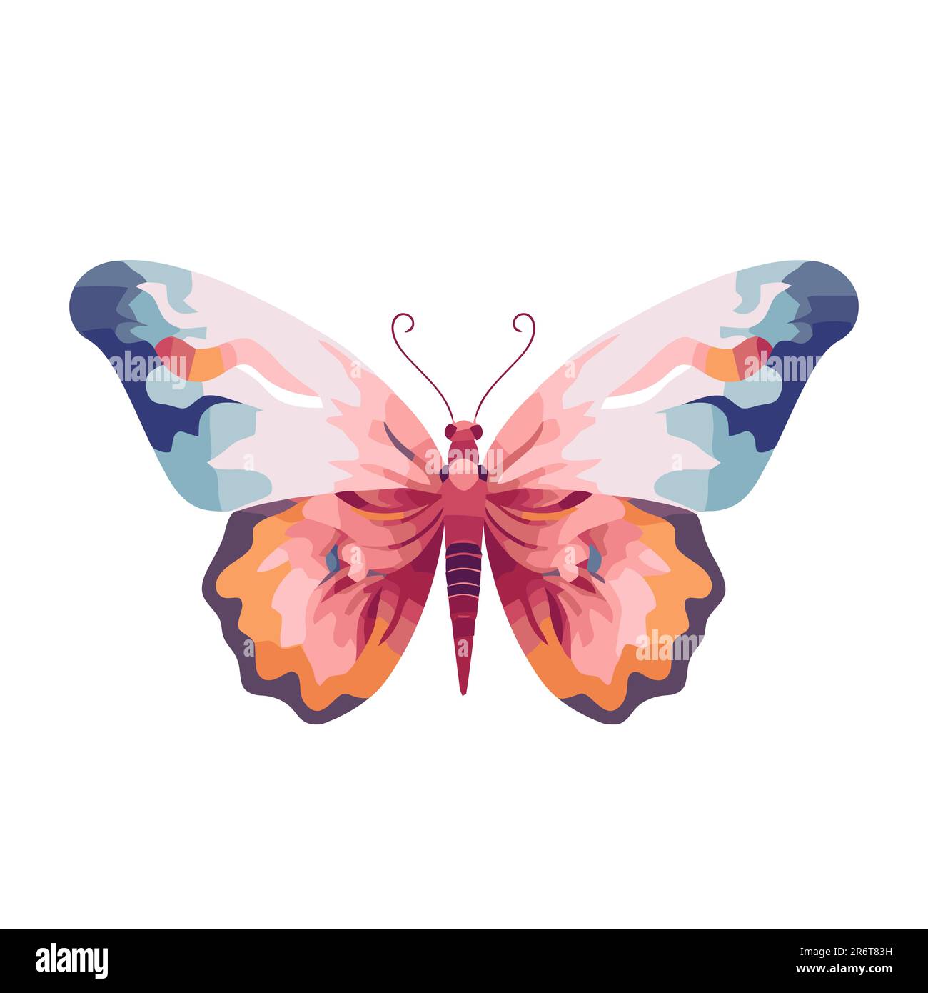 Cute butterfly. Butterfly drawing on white background. Hand drawn ...