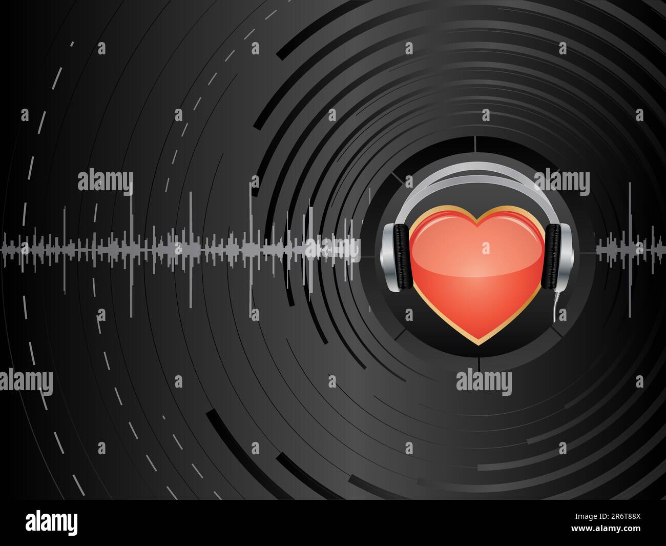 Vector abstract background with heart and earphones Stock Vector Image ...