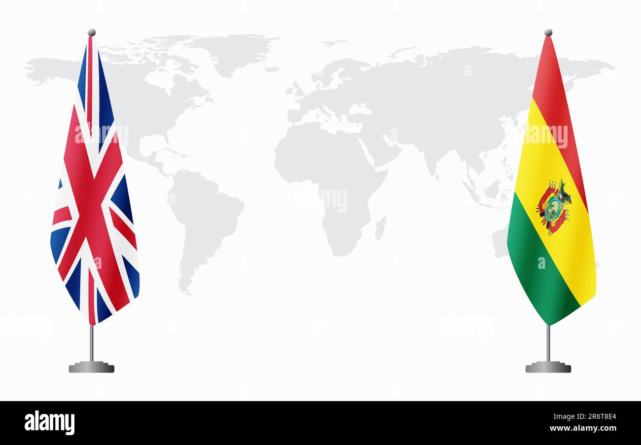 United Kingdom and Bolivia flags for official meeting against ...
