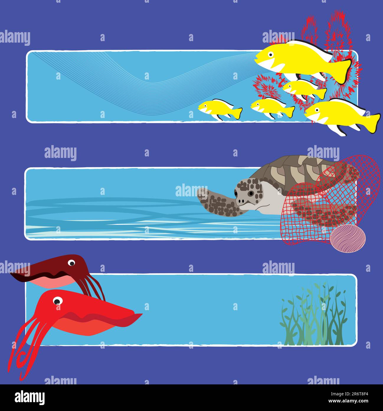 three tropical fish banners no text indicate sea world creatures Stock ...