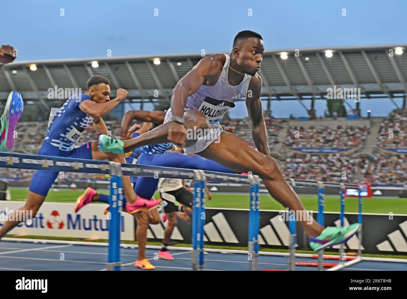 Grant Holloway (USA) wins the 110m hurdles in 12.98 during the Meeting ...