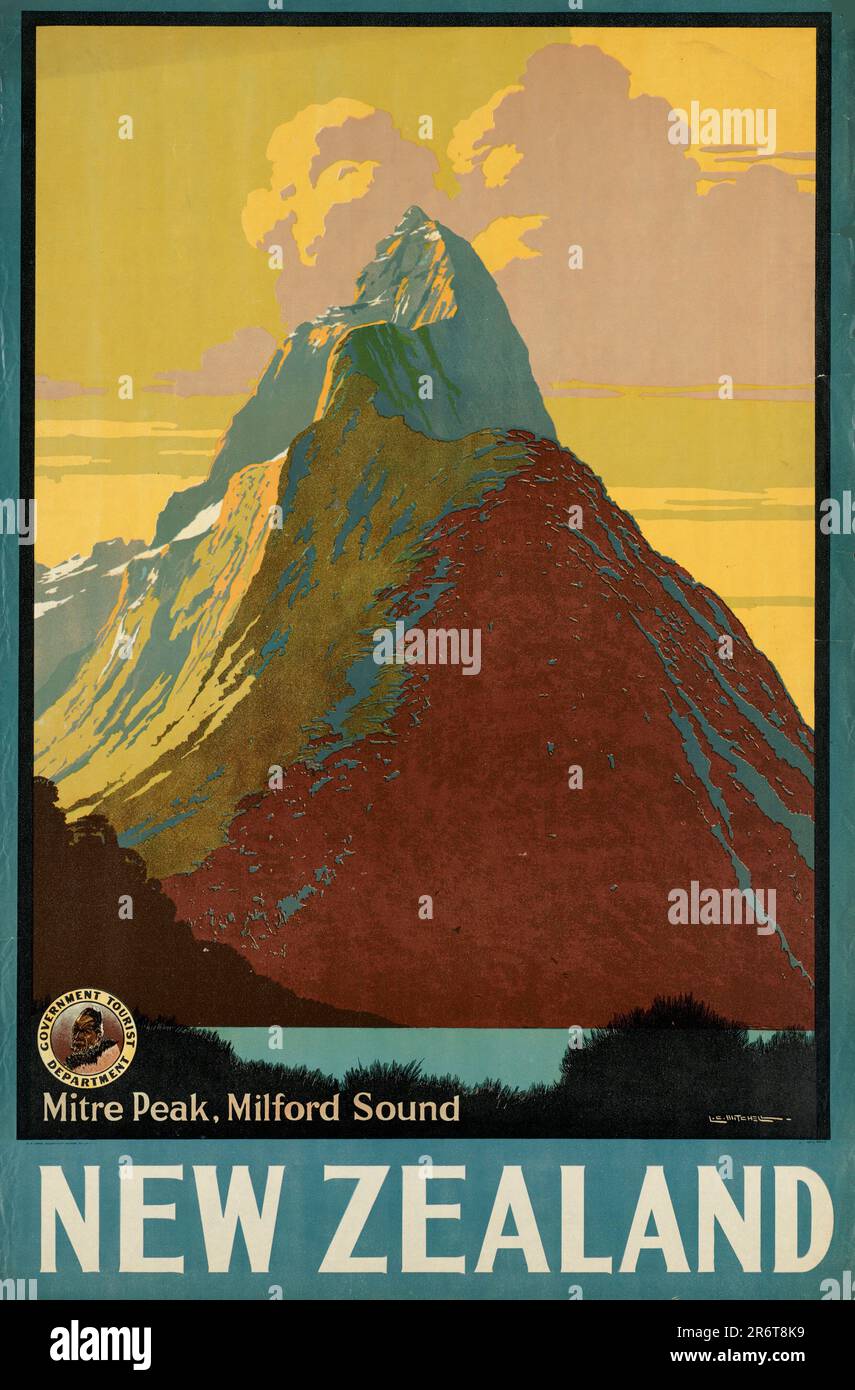 New Zealand. Mitre Peak, Milford Sound. Museum: PRIVATE COLLECTION ...