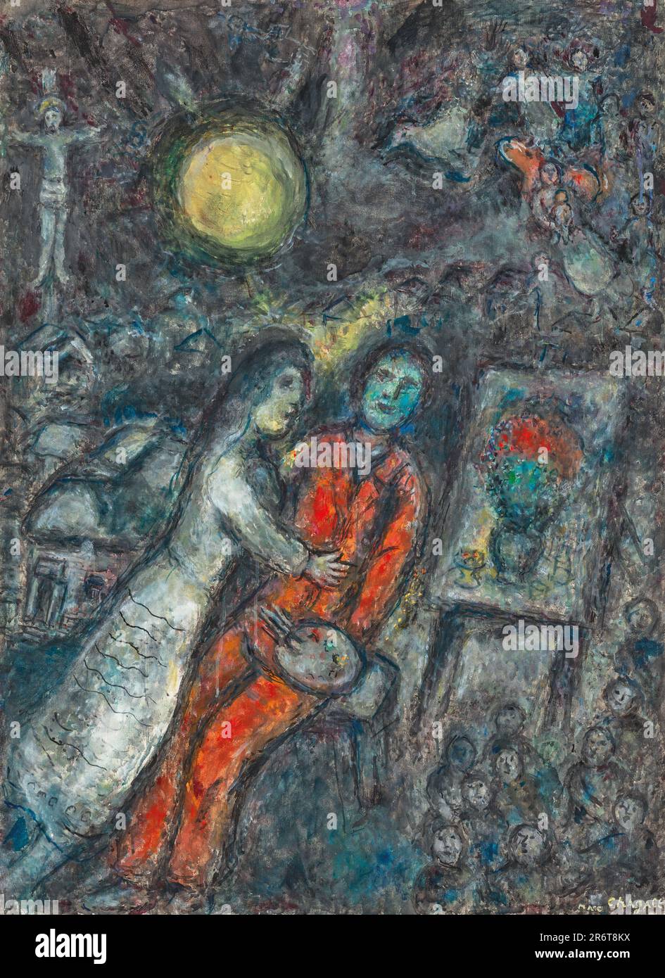 Couple au clair de lune. Museum: PRIVATE COLLECTION. Author: MARC CHAGALL Stock Photo - Alamy