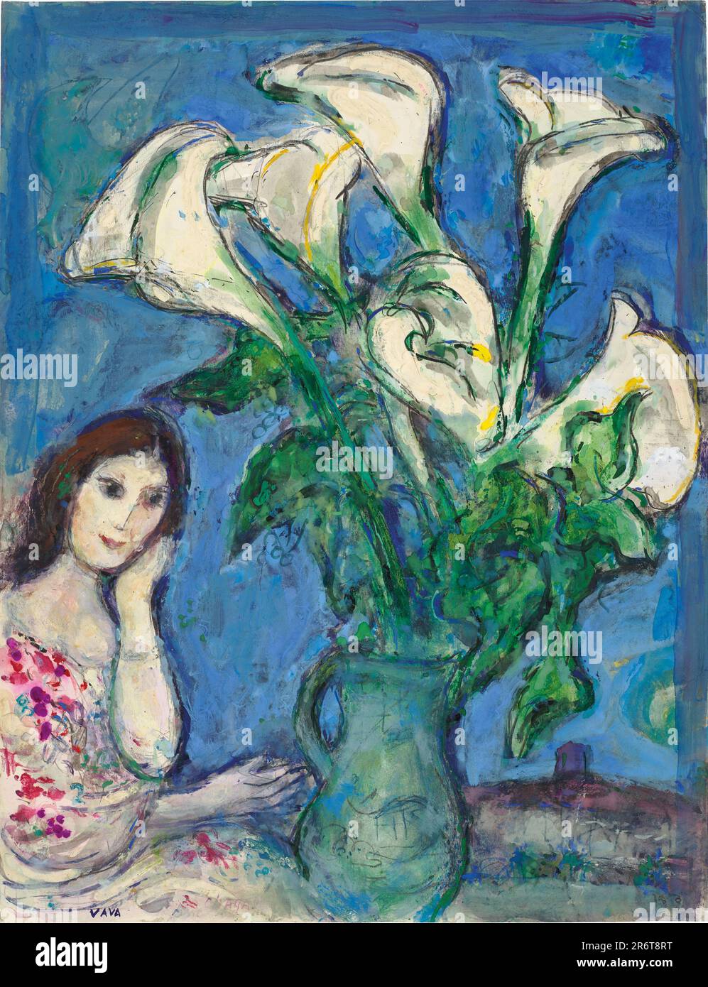 Vava aux arums. Museum: PRIVATE COLLECTION. Author: MARC CHAGALL Stock ...