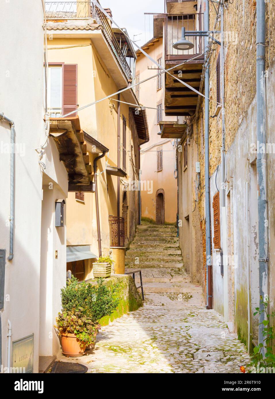 Ancient medieval alley in the town of Turania in the province of Rieti ...