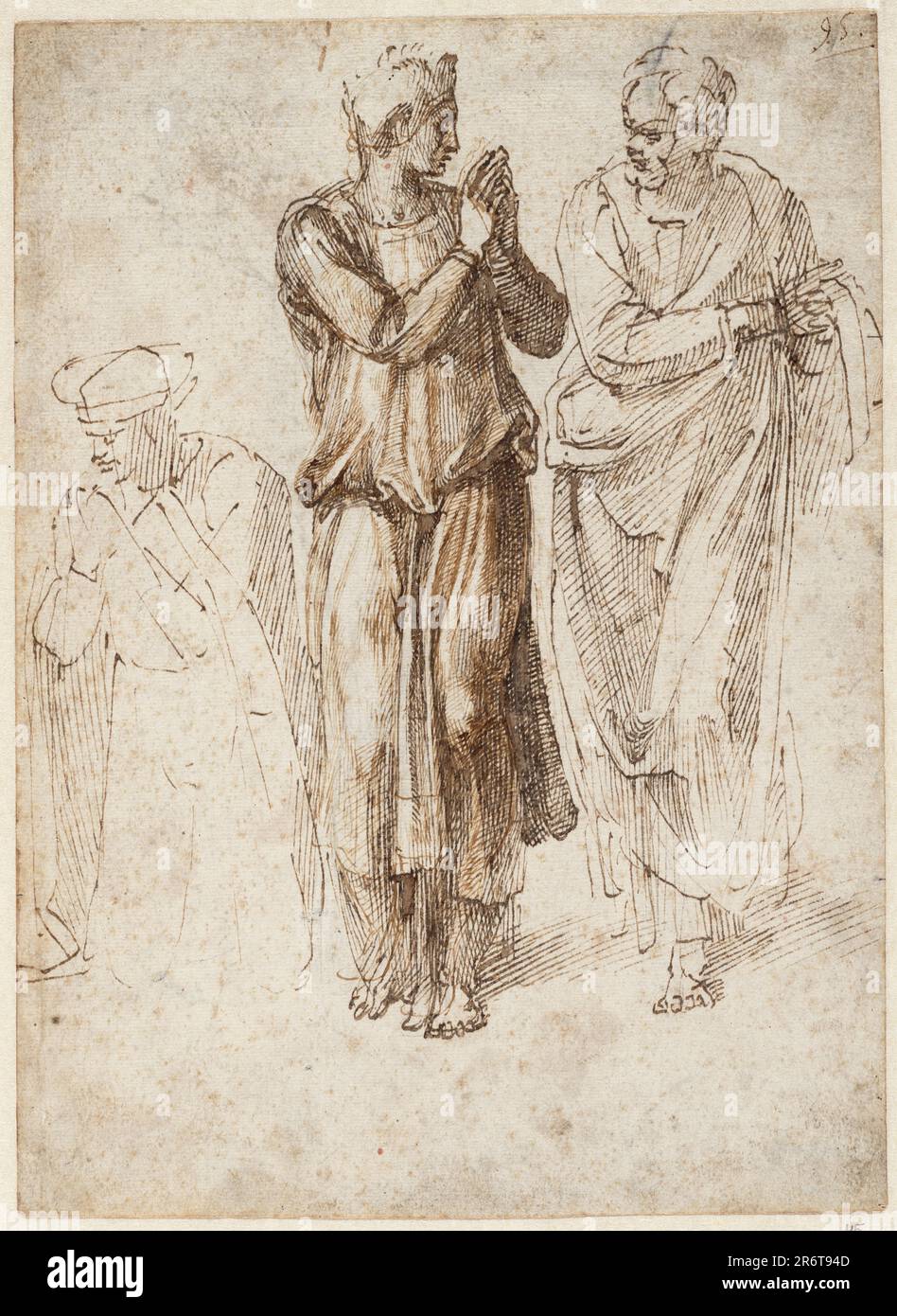 Three draped figures, with hands joined. Museum: Teylers Museum, Haarlem. Author: MICHELANGELO ...