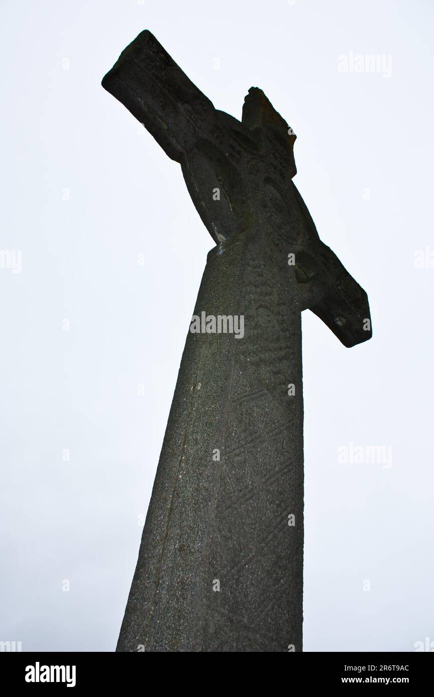 Original celtic cross on Isle of Iona, more than 1000 years old Stock ...