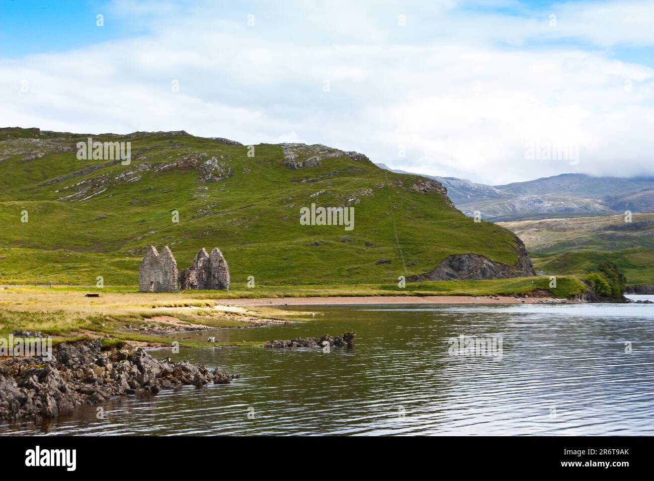 Scotland, Sutherland. Panorama with lake and old house Stock Photo - Alamy