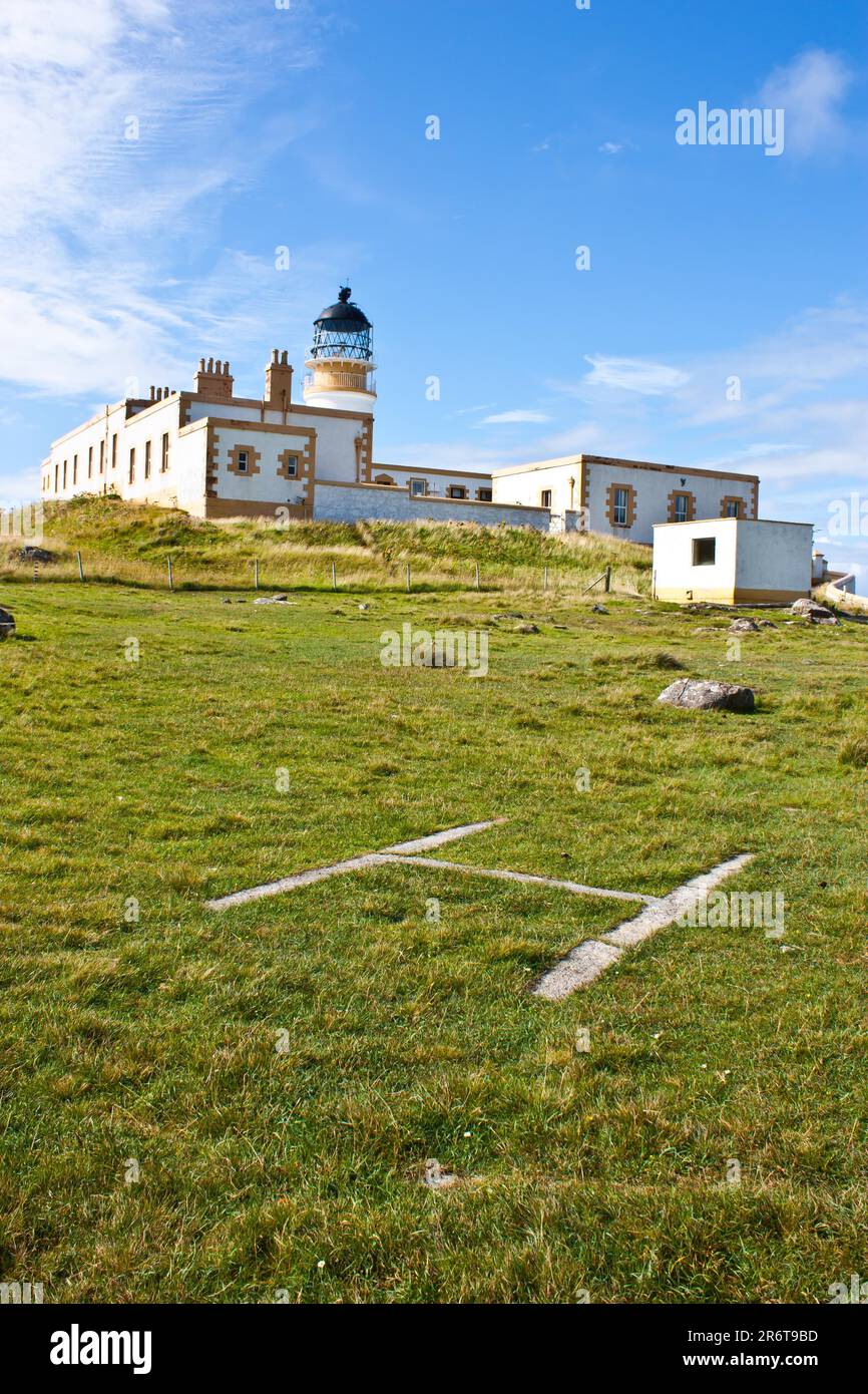 Helicopter platform close to lighthouse in Scotland Stock Photo - Alamy