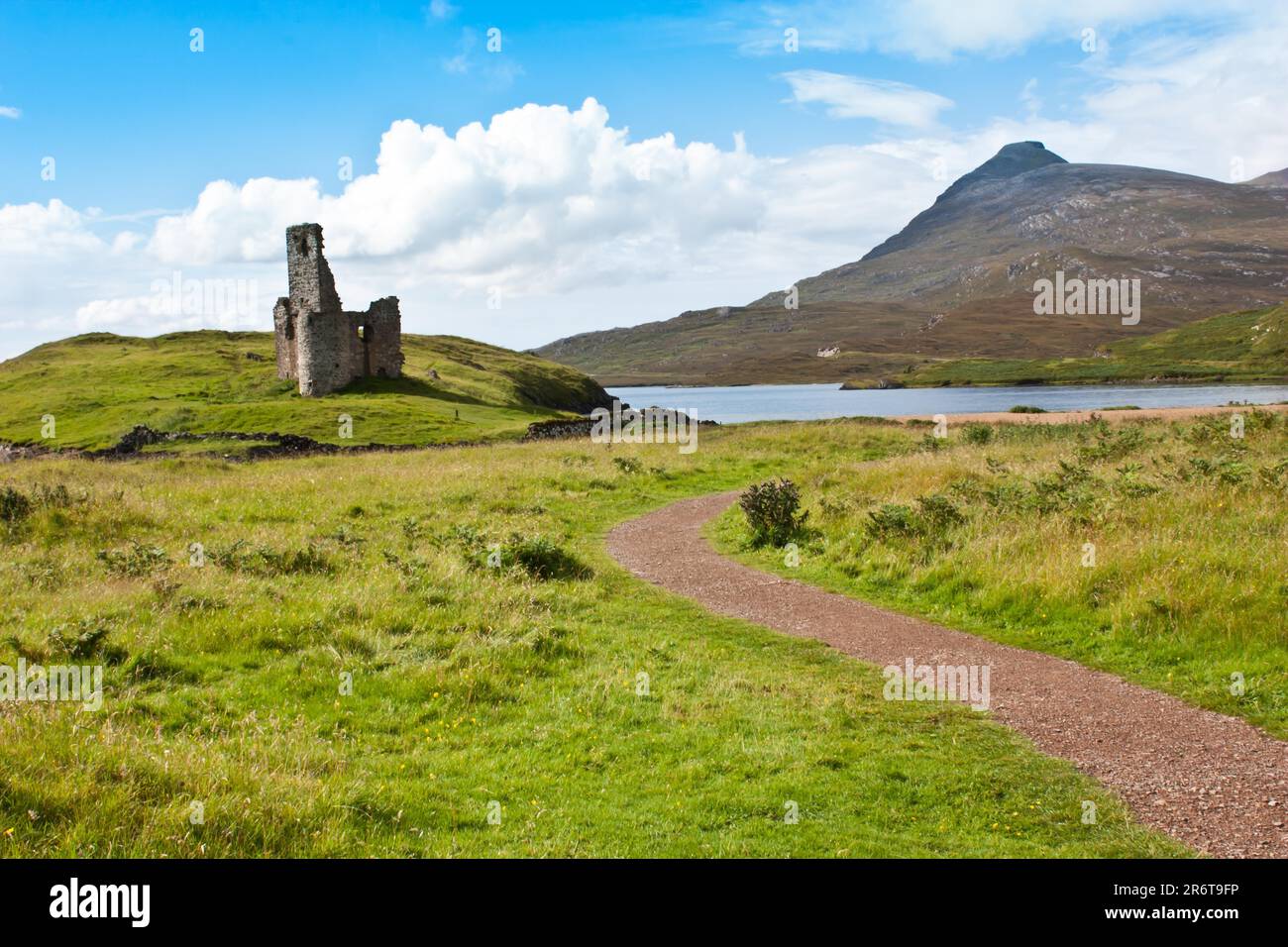 Scotland, Sutherland. Path to a ruiner of Scottish caste Stock Photo ...