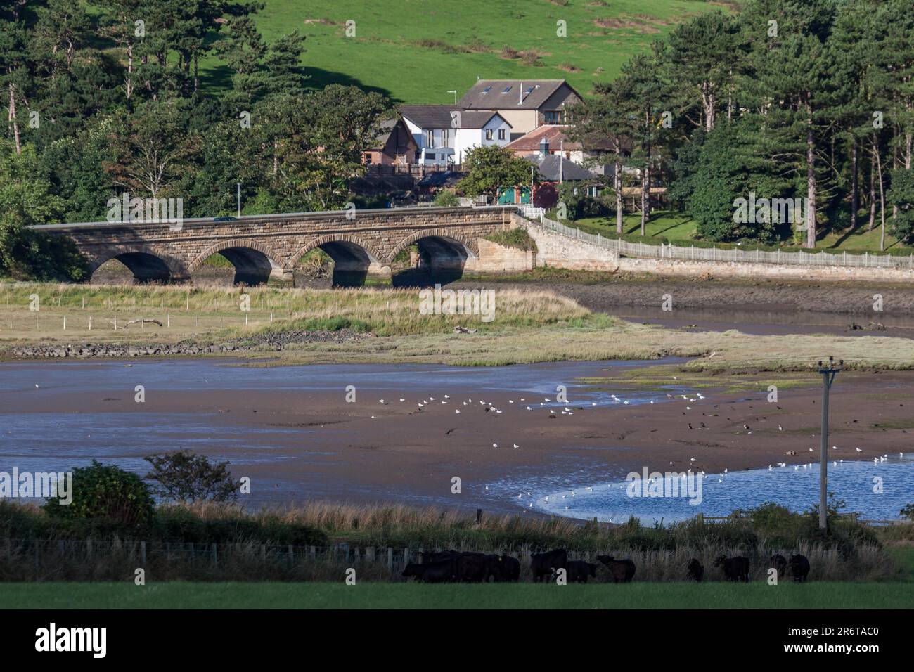 Bridge across the River Aln estuary at Alnmouth Stock Photo - Alamy